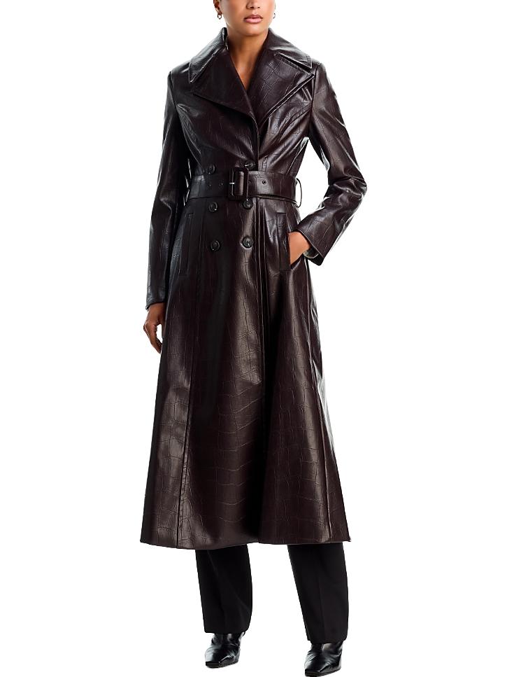 BARDOT Bardot Faux Crocodile Leather Trench Coat